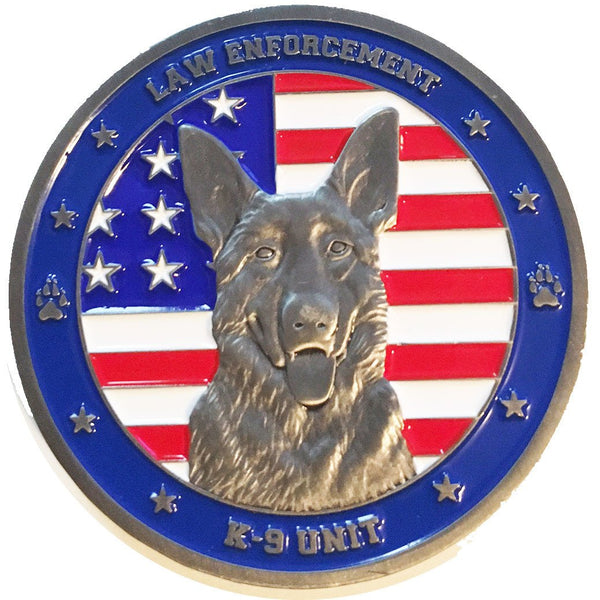 American Flag Law Enforcement K-9 / K9 Unit Challenge Coin – ALL Patch ...