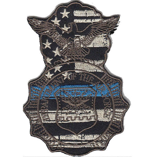 Thin Blue Line Security Forces Badge - Grey Patch – ALL Patch Stuff